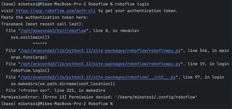 roboflow login [errno 13] permission denied stack overflow