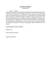 Lab Safety Contract Ensuring Babe Safety And Compliance In Course Hero