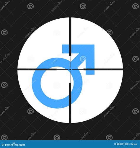 Misandry Gunsight Targetting On Male Sex Symbol As Metaphor Of Man