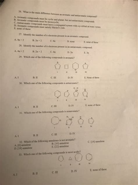 Solved 26 What Is The Main Difference Between An Aromatic