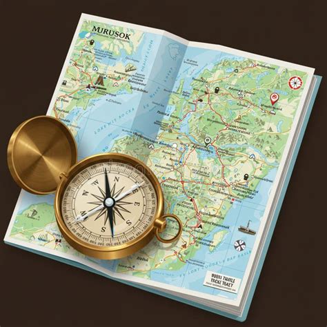 A Detailed Map Rests Open Depicting A Region With Various Landmarks And Routes Marked Stock