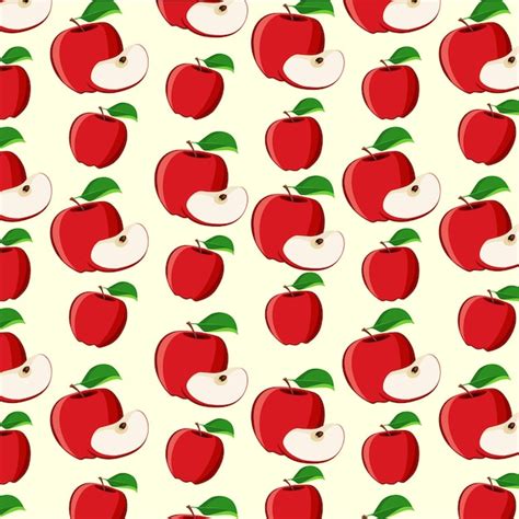 Premium Vector Red Apple Fruit Background Pattern
