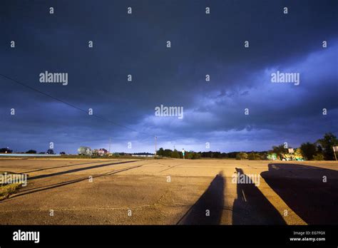 Lightning Flashes Illuminate The Night Sky Outside Of Oklahoma City Ok