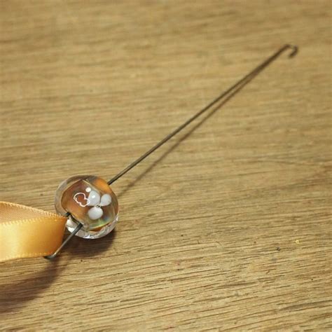 Spinners Fetch Hook Orifice Hook With Lampwork Glass Handle Topaz