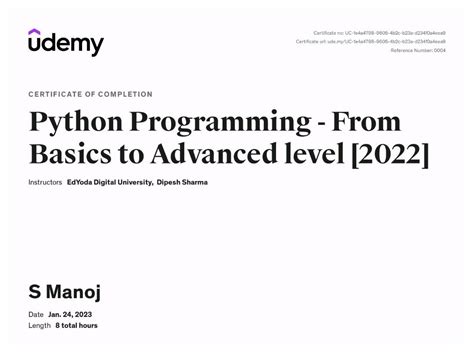 Manoj Seelam On Linkedin Udemy Certificate Python Programming