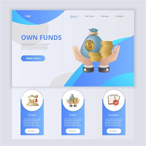 Premium Vector Own Funds Flat Landing Page Website Template Stamp