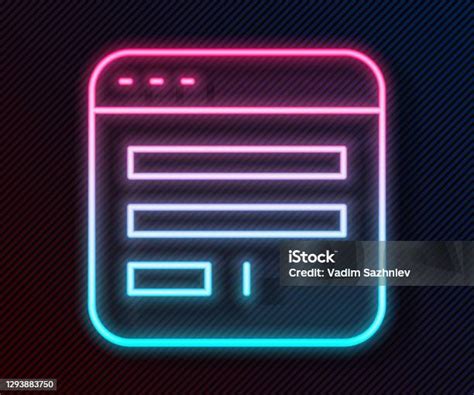 Ikon Jendela Browser Garis Neon Bersinar Terisolasi Pada Latar Belakang
