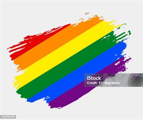 무지개 프라이드 깃발은 흰색 바탕에 붓으로 그렸습니다 Lgbt 권리 개념입니다 현대 자부심 퍼레이드 포스터 벡터 그림 0명에