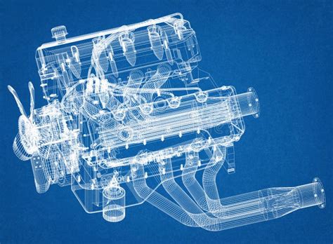 Car Engine Design Architect Blueprint Stock Illustration Illustration
