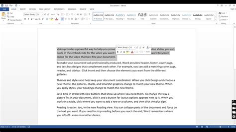 How To Hide Mini Toolbar On Selection In Microsoft Word Youtube