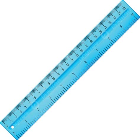 Blue Ruler Realistic Plastic Instrument Measure Tool Scale Precise