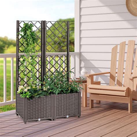 Raised Garden Bed With Trellis Planter Box For Climbing Plants Costway