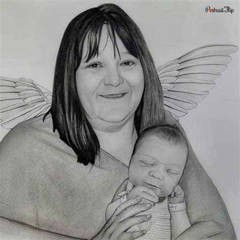 Memorial Pencil Portraits From Your Photos Free Shipping