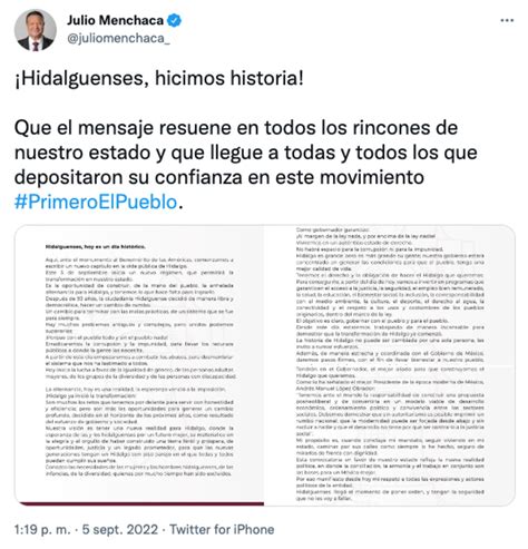 Julio Menchaca Asume Hoy El Gobierno De Hidalgo “hicimos Historia