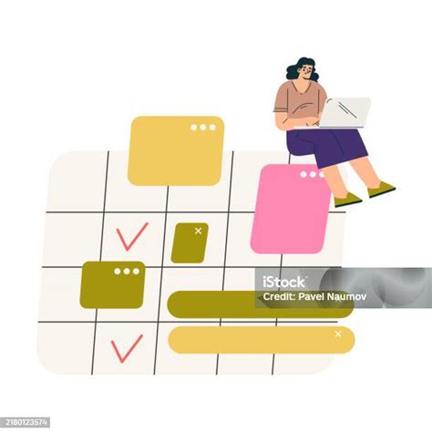 멀티태스킹 여자 캐릭터 에 노트북 하는 것 여러 작업 벡터 일러스트 개념에 대한 스톡 벡터 아트 및 기타 이미지 개념 개발