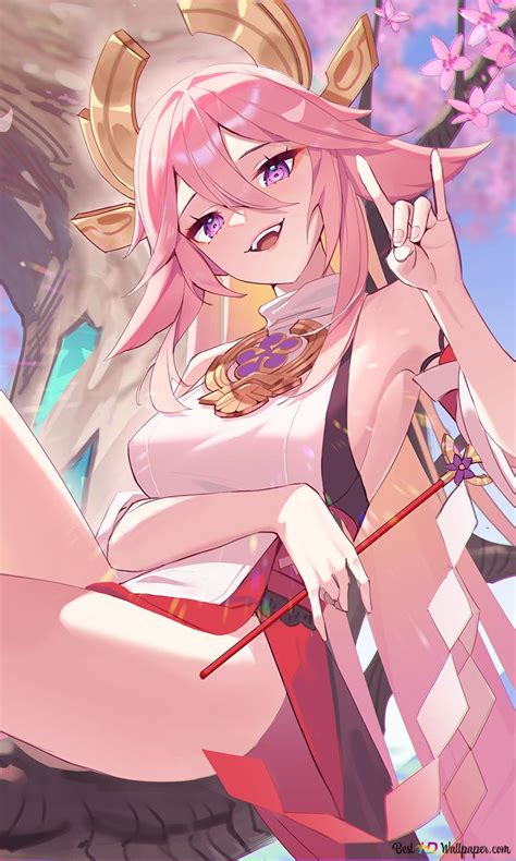 Hot And Pretty Anime Girl Yae Miko Genshin Impact 2k Wallpaper Download