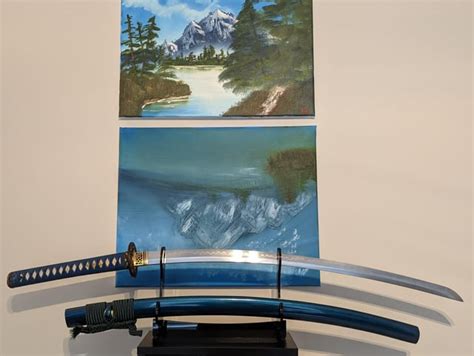 Wave Theme Koshirae With Deep 1 26in Koshi Sori From Hanbon Forge R Katanas