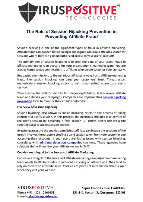 the role of session hijacking prevention in preventing affiliate fraud