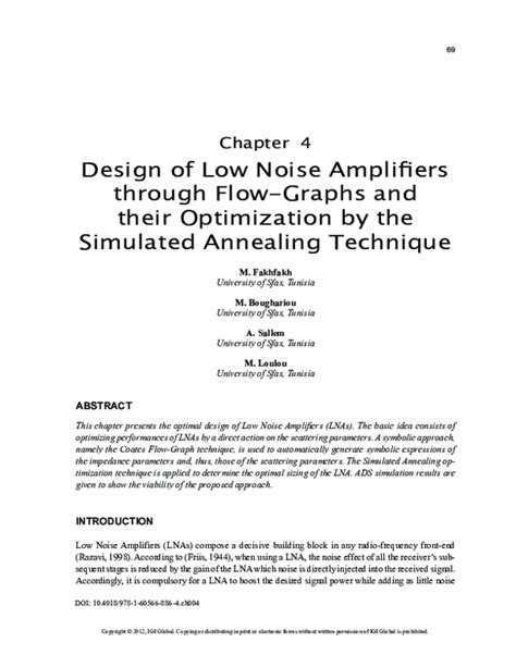 Pdf Design Of Low Noise Amplifiers Through Flow Graphs And Their Optimization By The Simulated