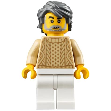 Lego® Hol166 Minifigure City Man Knit Sweater Dark Bluish Gray Hair