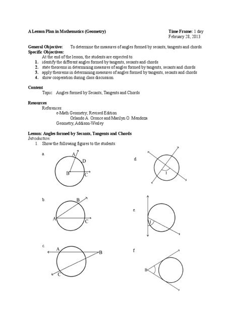 Angles Formed By Secants Tangents And Chords Pdf Trigonometric