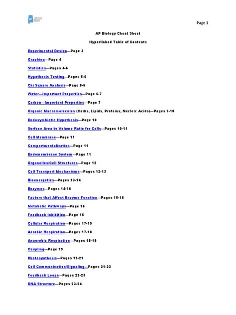 Ap Biology Cheat Sheet Pdf Cellular Respiration P Value