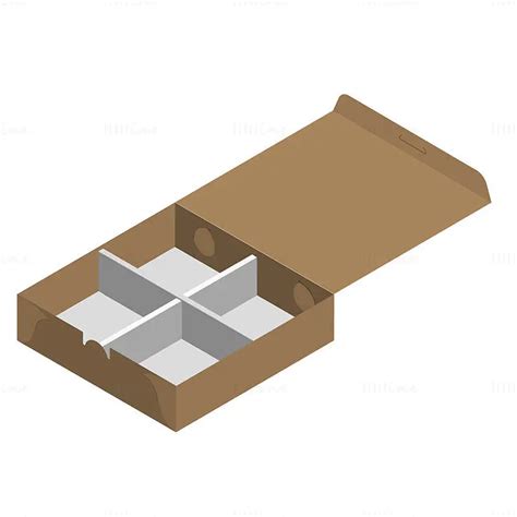 Four Compartment Packaging Box Dieline Vector