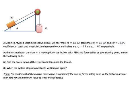 Solved M Ꮎ M A Modified Atwood Machine Is Shown Above