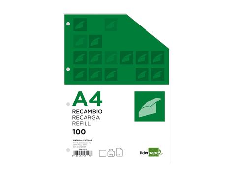 Recarga Liderpapel Din A4 100 Folhas 100gm2 Liso Sem Margem 4 Furos