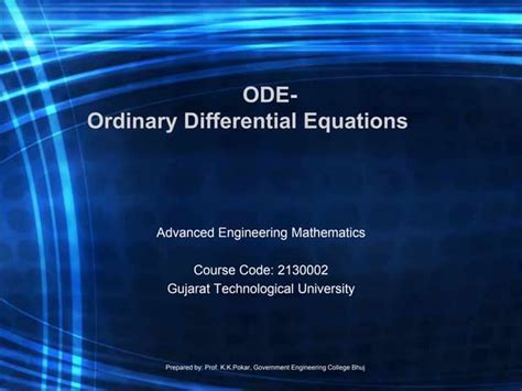 methods of solving ode ppsx