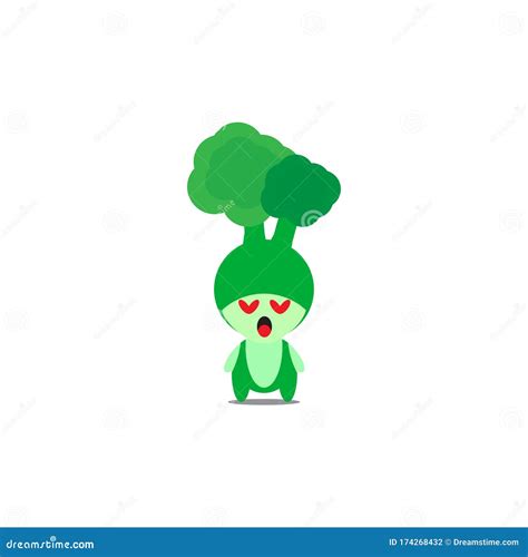 Cute Kawaii Brocoli Maskot Vektor Design Character Stock Vector Illustration Of Graphic