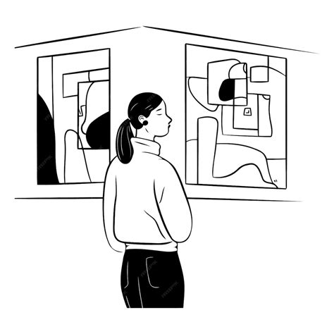 Premium Vector A Woman Looking At A Mirror With A Picture Of A Woman