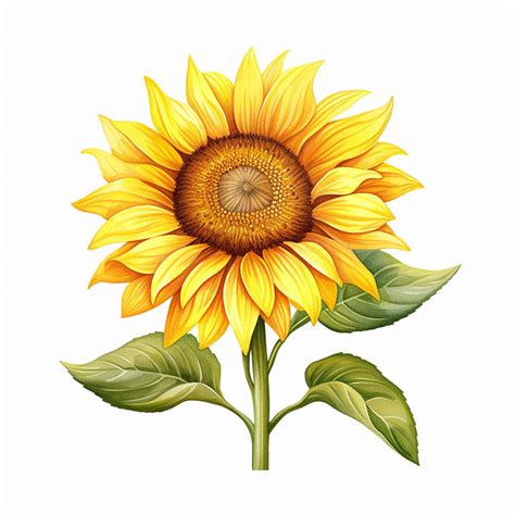 向日葵，图标，白色背景，儿童插画，中国国画风格，水彩画，柔和的色彩，精致的细节，16k 豆友dshw的文本出图 Midjourney模型作品