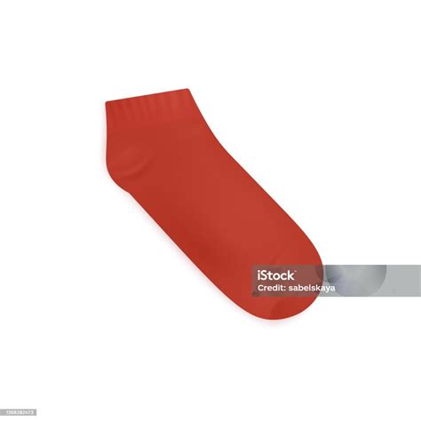 Maquette Vectorielle 3d Chaussette Rouge Coupebas Quart De Chaussette