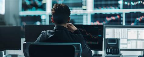 Trader Monitoring Multiple Screens For Algorithmic Trading Insights