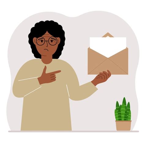 Premium Vector A Woman With An Open Envelope With A Letter Empty