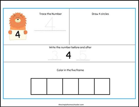 Five Frame Printable Worksheet For Kindergarten