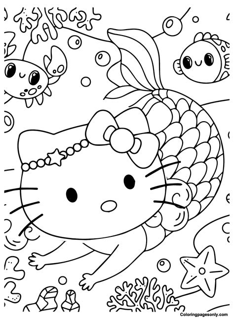Más De 20 Páginas Para Colorear De Hello Kitty Sirena Pdf Imprimible Gratis Y Para Colorear Online