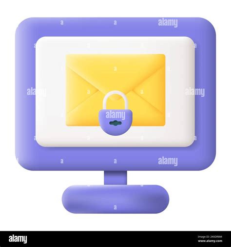 New Encrypted Email On Computer Screen Isolated On White Background