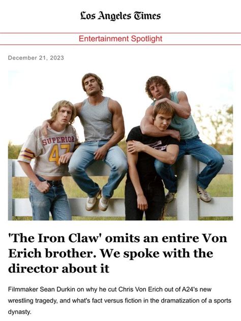 Los Angeles Times Why Iron Claw Leaves Out A Von Erich Brother Milled
