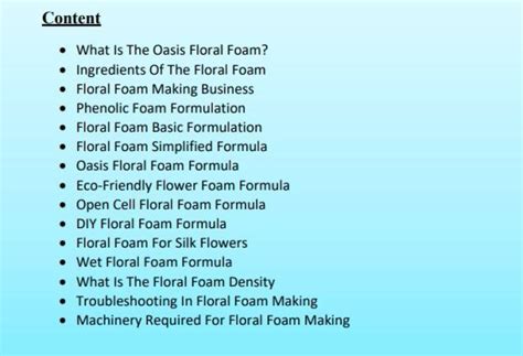 Oasis Floral Foam Formulation At 1 Chemical Formula Services