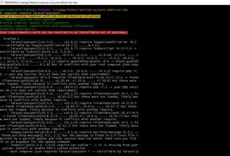 problem 1 laravel passport[v11 5 0 v11 8 4] require league