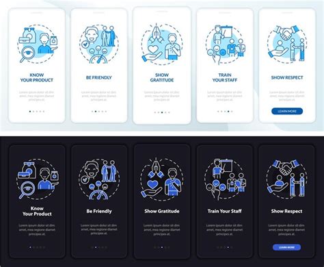 Premium Vector Customer Service Night And Day Mode Onboarding Mobile