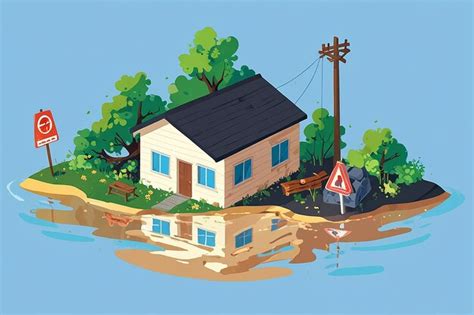 Flood Disaster Flat Vector Disaster Illustration Premium Ai Generated