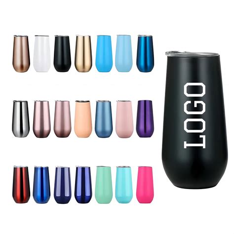 Factory Wholesale 6oz Insulated Stemless Wine Tumbler 12oz Champagne