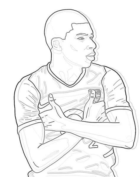 Kolorowanka Piłkarz Kylian Mbappe Pobierz wydrukuj lub pokoloruj