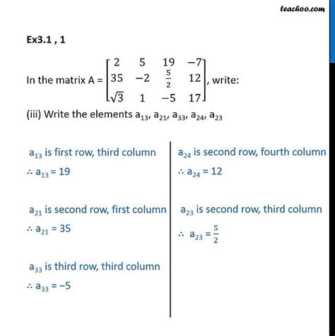 Ex In Matrix A Write I Order Chapter Class
