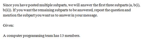 Answered 7 A Computer Programming Team Has 13 Bartleby