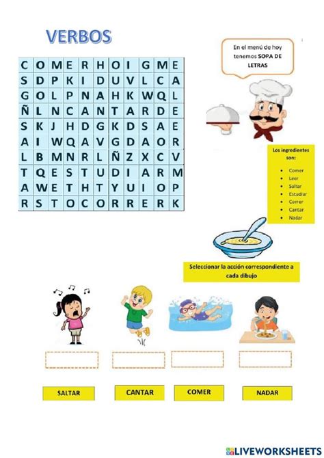 Sopa De Letras Verbos Interactive Worksheet