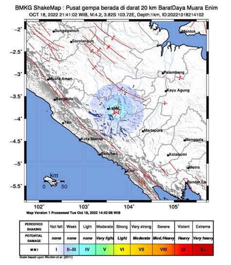 Gempa 42 Magnitudo Guncang Muara Enim